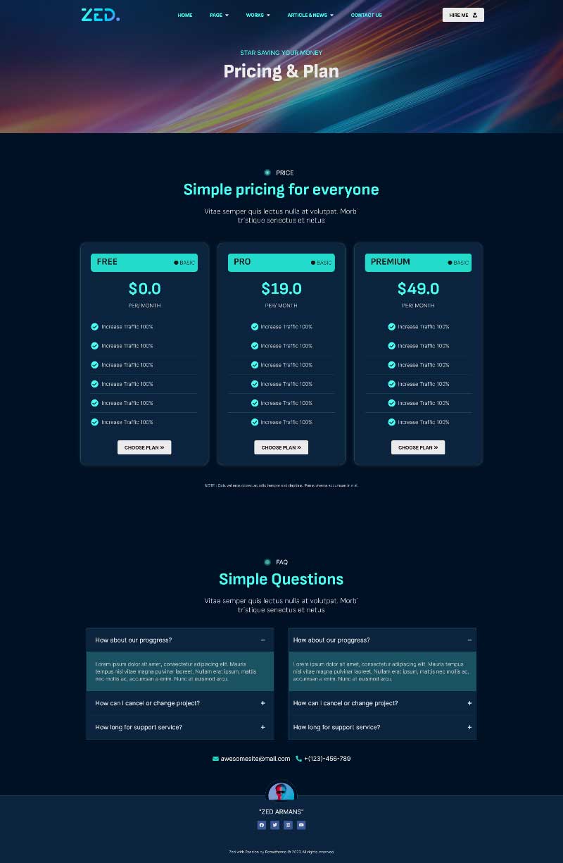 Zed - Programmer Resume & Portfolio Elementor Template Kit by Rometheme